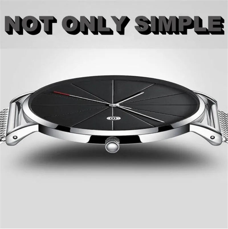 Simple Men'S Watch Stainless Steel Mesh Band Watches Business Classic ...